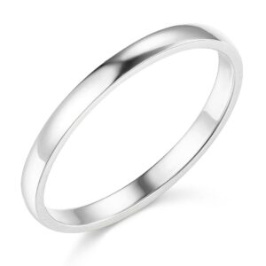 14k white gold 2mm solid comfort fit plain wedding band - size 8.5