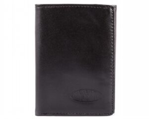 big skinny men's rfid blocking tri-fold leather slim wallet, holds up to 25 cards, black