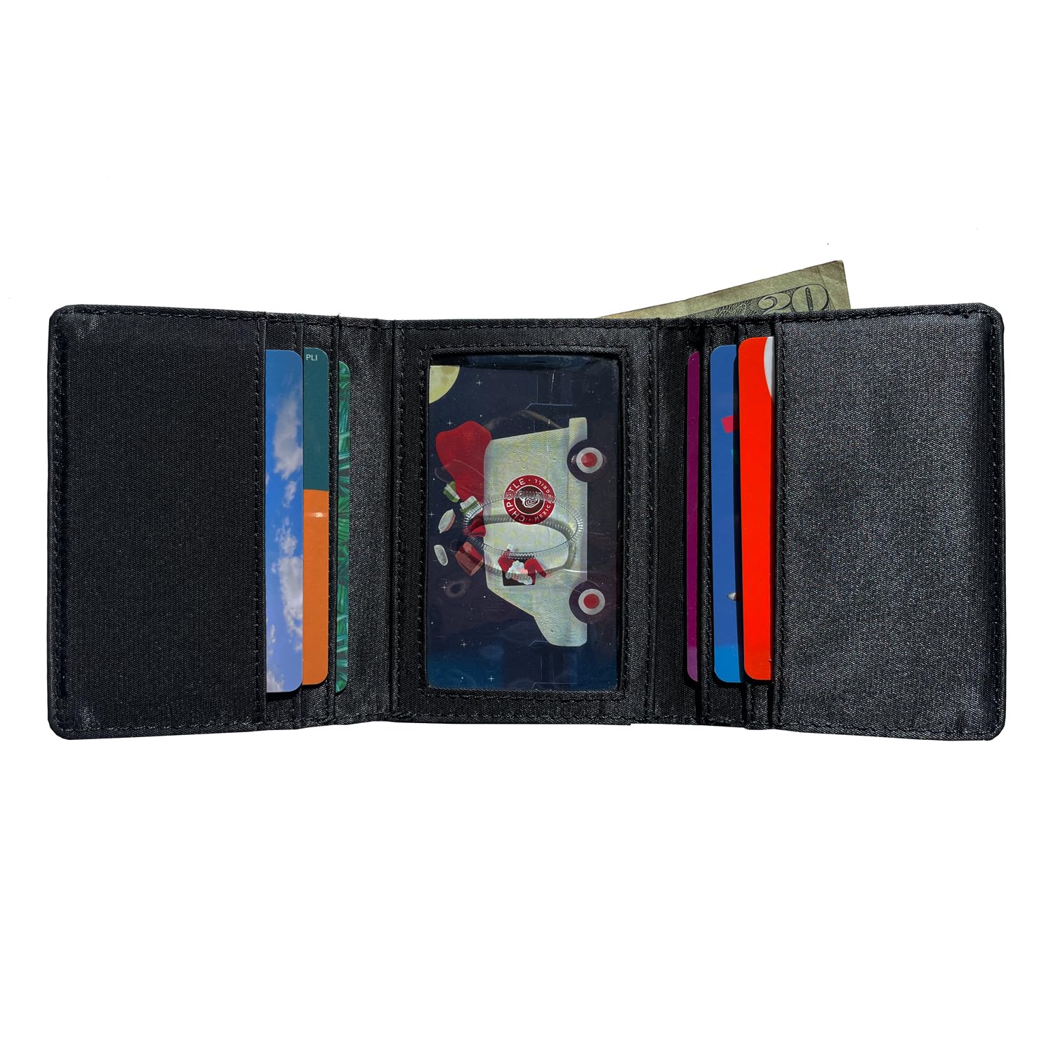 Big Skinny Men's RFID Blocking Tri-Fold Leather Slim Wallet, Holds Up to 25 Cards, Black