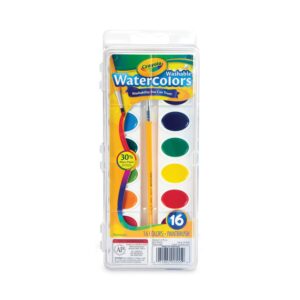 crayola washable watercolor paint, 16 assorted colors (cyo530555)