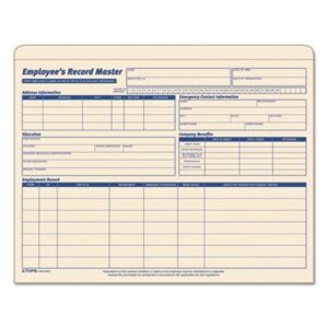 tops employee record master file jacket, 9 1/2 x 11 3/4, 10 point manila, 20/pack