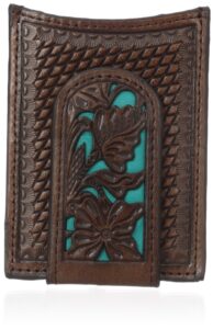 nocona men's blue floral inlay magnet money, blue, one size