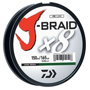 daiwa j-braidx8, filler spool, dark green, mono dia.= 6lb.