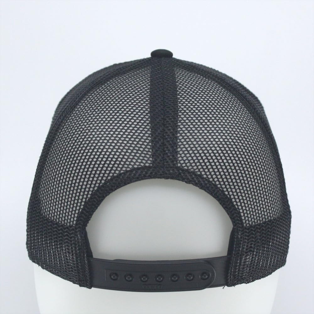 Embroidered Vintage Cars Cotton Flat Brim Mesh Snapback Trucker Baseball Cap (Black)