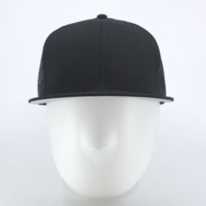 Embroidered Vintage Cars Cotton Flat Brim Mesh Snapback Trucker Baseball Cap (Black)