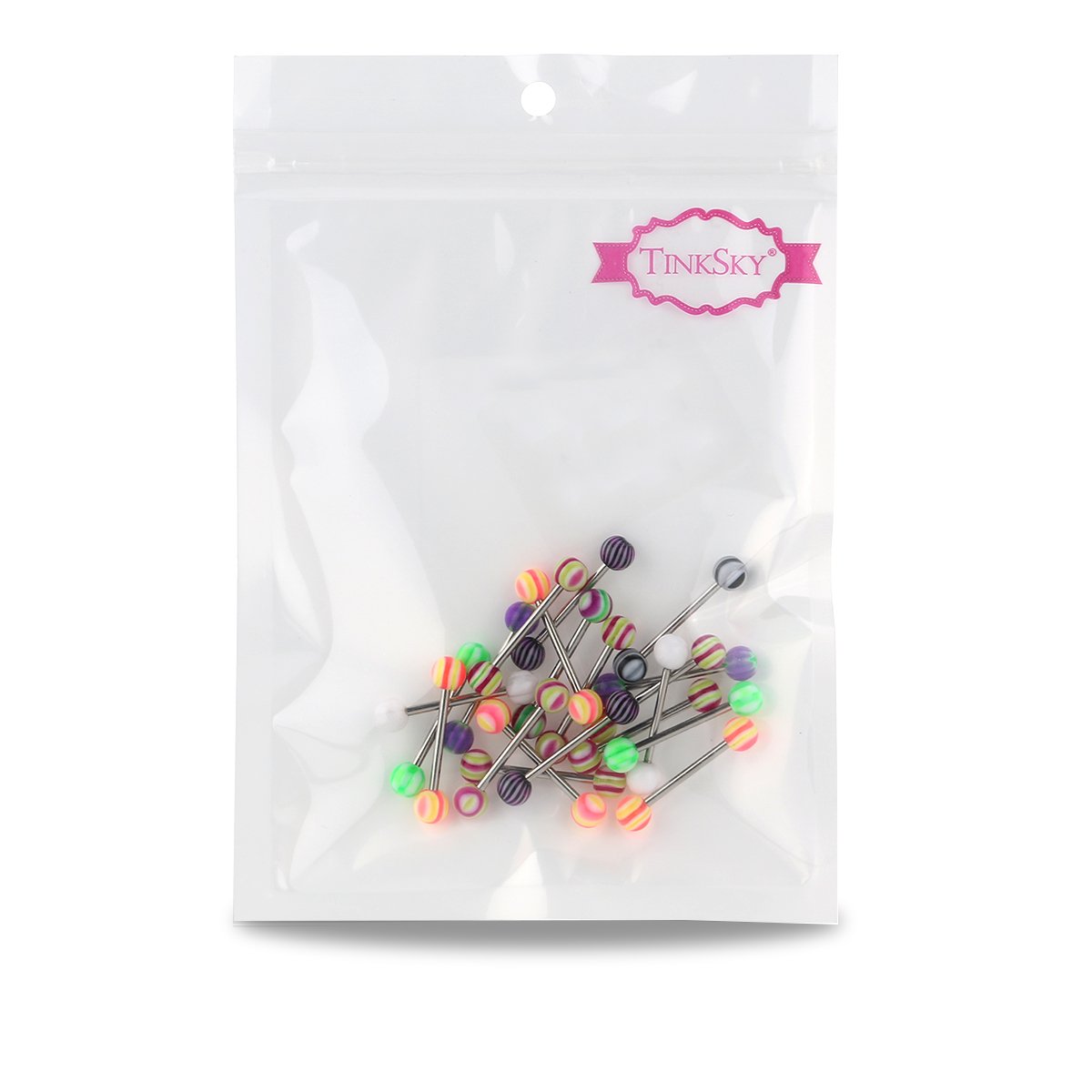 ROSENICE 20pcs Colorful Women Tongue Ring Bar Stud (Random Color)