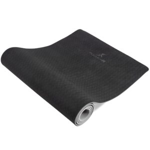 prosourcefit natura tpe yoga mat 1/4" (6mm) thick, 72" long, reversible with high-density cushion & non-slip texture, eco-conscious & hygienic