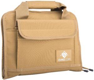 evike 12"x14" padded double airsoft pistol handgun carrying case (color: tan) - (pid: 50631)