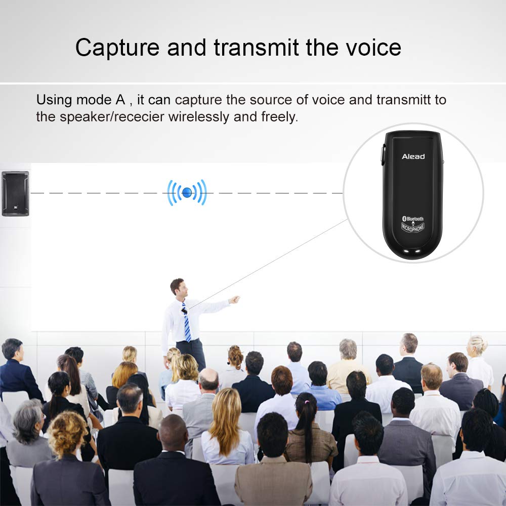 Alead Nolan MIC2 Bluetooth Microphone, Long Range, Low Latency, Clear Sound for Education webinar, Conference, Voice Recording, Hearing Impairment, PA Systems, PC Audio