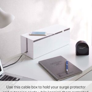 Yamazaki Home Cable Box - Outlet Cord Storage Organizer, Cover Protector ABS Plastic One Size White