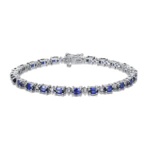 morgan & paige tennis bracelet for women, diamonds and oval gemstones, birthstone colors, pure 925 sterling silver with secure locking clasp