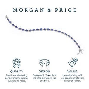 MORGAN & PAIGE Tennis Bracelet for Women, Diamonds and Oval Gemstones, Birthstone Colors, Pure 925 Sterling Silver with Secure Locking Clasp