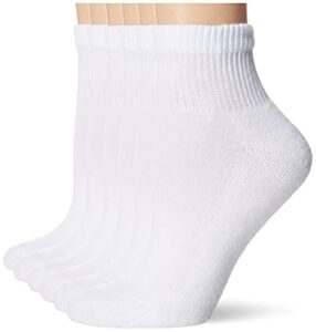 hanes ultimate womens 6-pack ankle athletic socks, white, shoe size 5-9 us