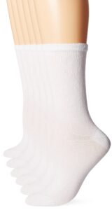 hanes ultimate women's 6-pack crew socks, white, 5-9