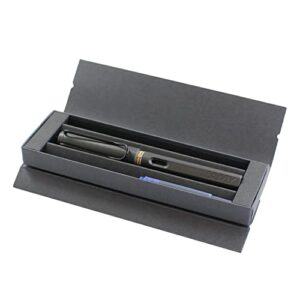 lamy safari fountain pen, charcoal medium nib (l17m) (charcoal fountain pen with gift box)