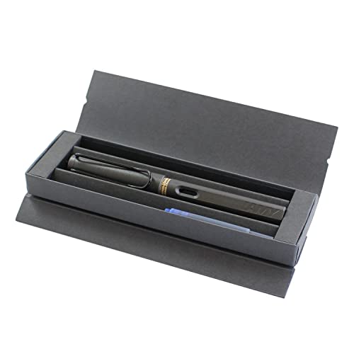 Lamy Safari Fountain Pen, Charcoal Medium Nib (L17M) (Charcoal Fountain Pen with Gift Box)