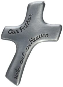 cathedral art, 2-7/8" x 1-7/8" (abbey & ca gift) our father who art in heaven palm cross, silver