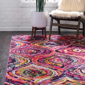 Unique Loom Estrella Collection Colorful, Abstract, Geometric, Gradient, Modern Area Rug, 5 ft x 8 ft, Multi/Pink