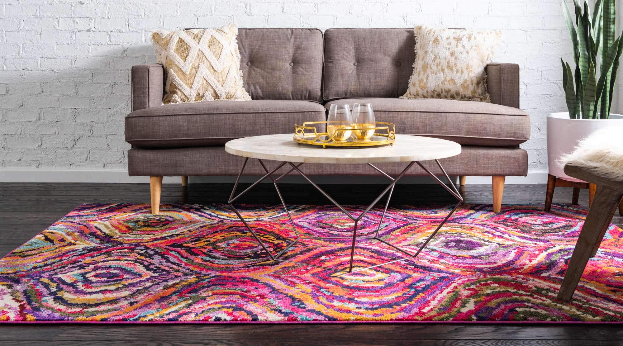 Unique Loom Estrella Collection Colorful, Abstract, Geometric, Gradient, Modern Area Rug, 5 ft x 8 ft, Multi/Pink