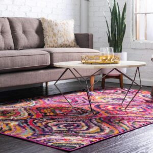 Unique Loom Estrella Collection Colorful, Abstract, Geometric, Gradient, Modern Area Rug, 5 ft x 8 ft, Multi/Pink