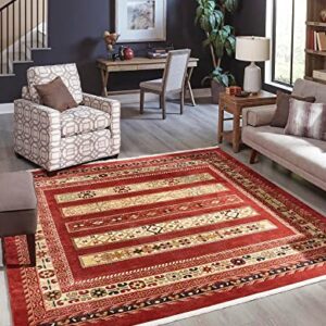 Unique Loom Fars Collection Area Rug - Pasadena (8' Square, Rust Red/ Black)