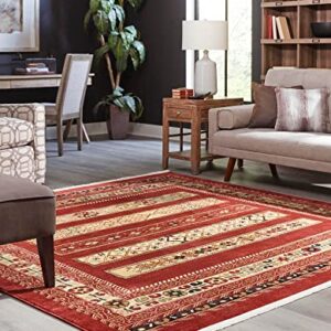 Unique Loom Fars Collection Area Rug - Pasadena (8' Square, Rust Red/ Black)