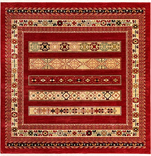 Unique Loom Fars Collection Area Rug - Pasadena (8' Square, Rust Red/ Black)