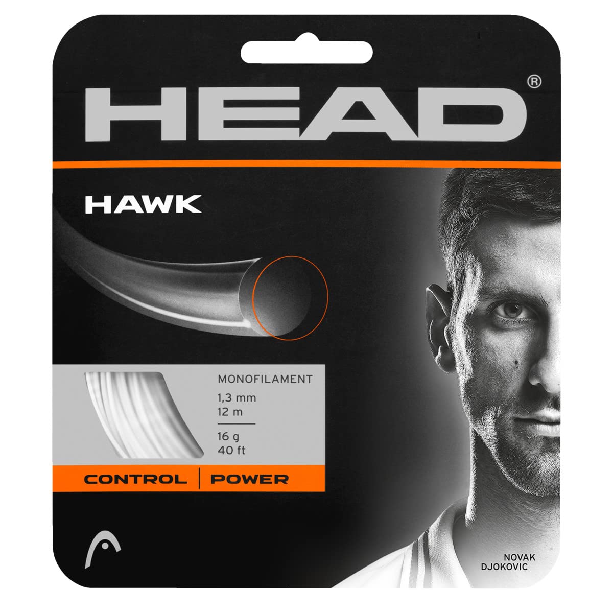 HEAD Hawk 17g 1.25 Tennis String, White - 2 Packs