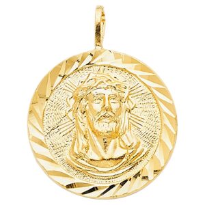 goldenmine fine jewelry collection 14k yellow gold religious jesus christ stamp pendant