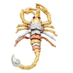 goldenmine fine jewelry collection 14k tri color gold scorpion pendant