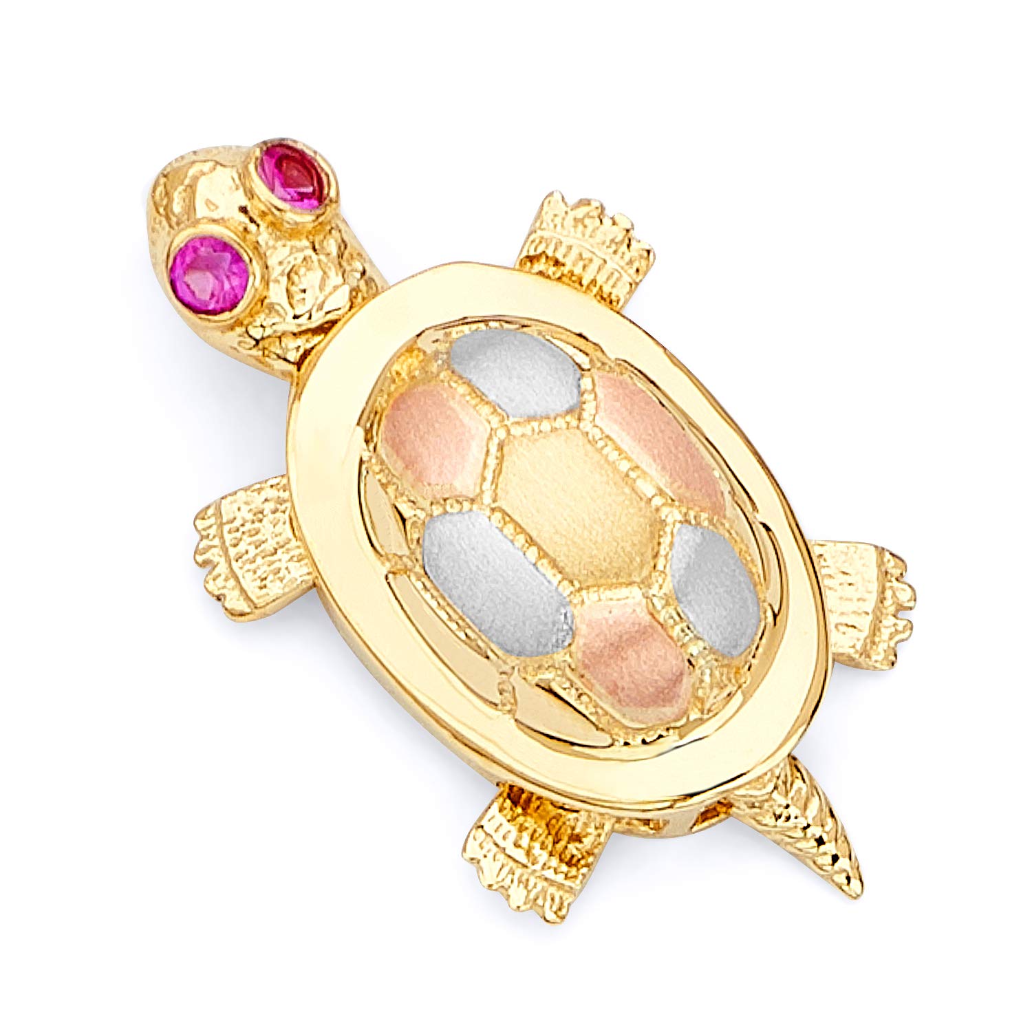 GoldenMine Fine Jewelry Collection 14k Tri Color Gold Turtle Pendant