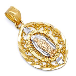 goldenmine fine jewelry collection 14k tri color gold religious our lady of guadalupe pendant