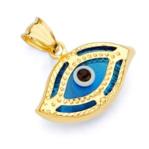 14k yellow gold evil eye pendant