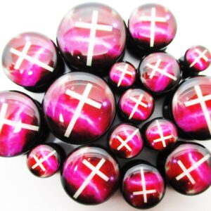 Pierced Republic Cross in Space Ear Plugs - Acrylic Screw-On - 8 Sizes - *Pair* (5/8" (16mm))