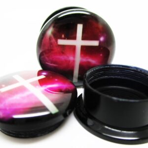 Pierced Republic Cross in Space Ear Plugs - Acrylic Screw-On - 8 Sizes - *Pair* (5/8" (16mm))