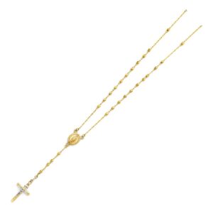 goldenmine fine jewelry 14k yellow gold 3mm rosary necklace - 26"