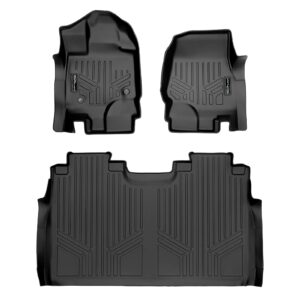 maxliner custom fit floor mats 2 row liner set black compatible with 2015-2022 ford f-150 supercrew cab with 1st row bucket seats