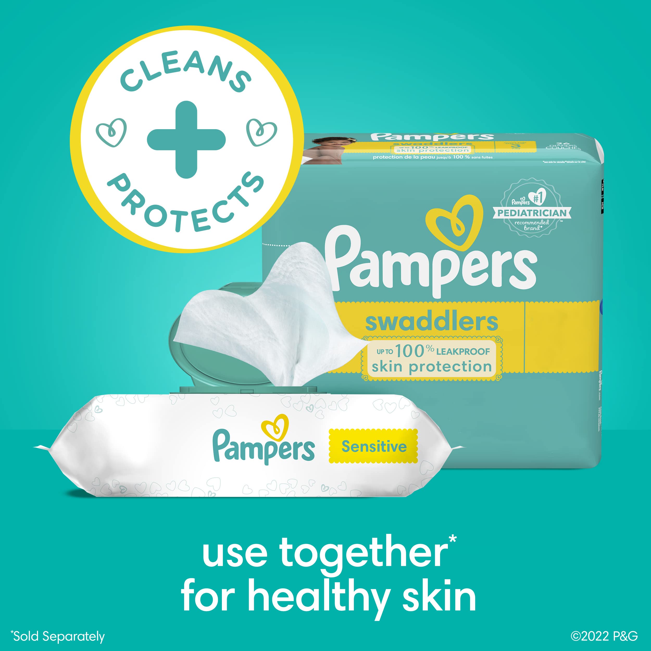 Pampers Baby Wipes Sensitive 3X Pop-Top Packs, 168 Count