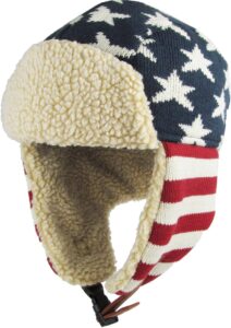 kbw-617 nav-red stars and stripes america flag aviator trapper hat trooper ear flaps ushanka eskimo warm winter cold