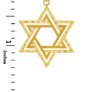 14k Yellow Gold Satin Jewish Star of David Charm Pendant