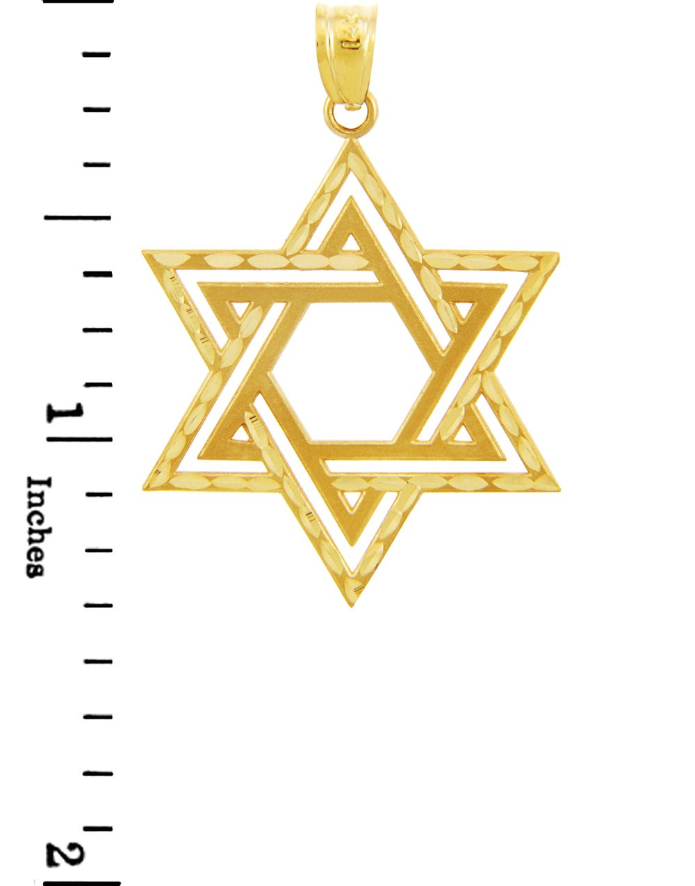 14k Yellow Gold Satin Jewish Star of David Charm Pendant