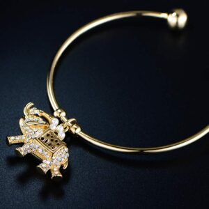 Barzel 18K Gold Plated Crystal Charm Bangle (Elephant)