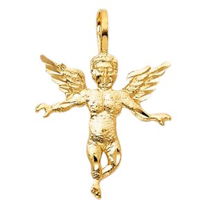 14k yellow gold religious angel pendant