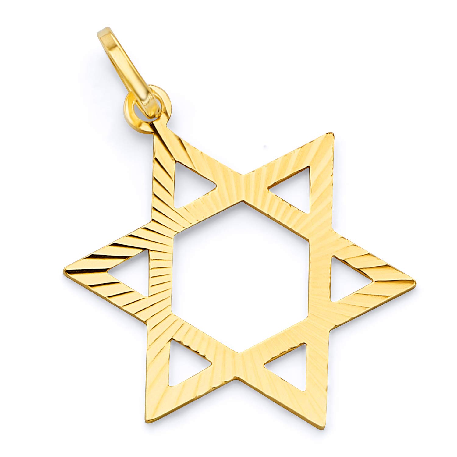 14k Yellow Gold Diamond Cut Star of David Pendant(25 mm X 22 mm)