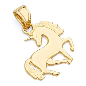 14k Yellow Gold Unicorn Pendant