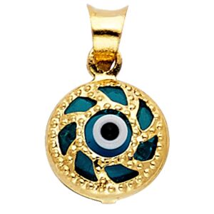 14k Yellow Gold Evil Eye Pendant