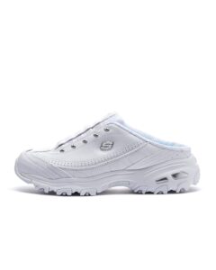 skechers womens d'lites bright sky fashion sneaker, white/silver, 8.5 wide us