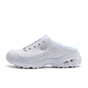 Skechers womens D'lites Bright Sky Fashion Sneaker, White/Silver, 8.5 Wide US