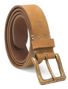 timberland mens 38mm icon nubuck boot leather belt, beige wheat, 38