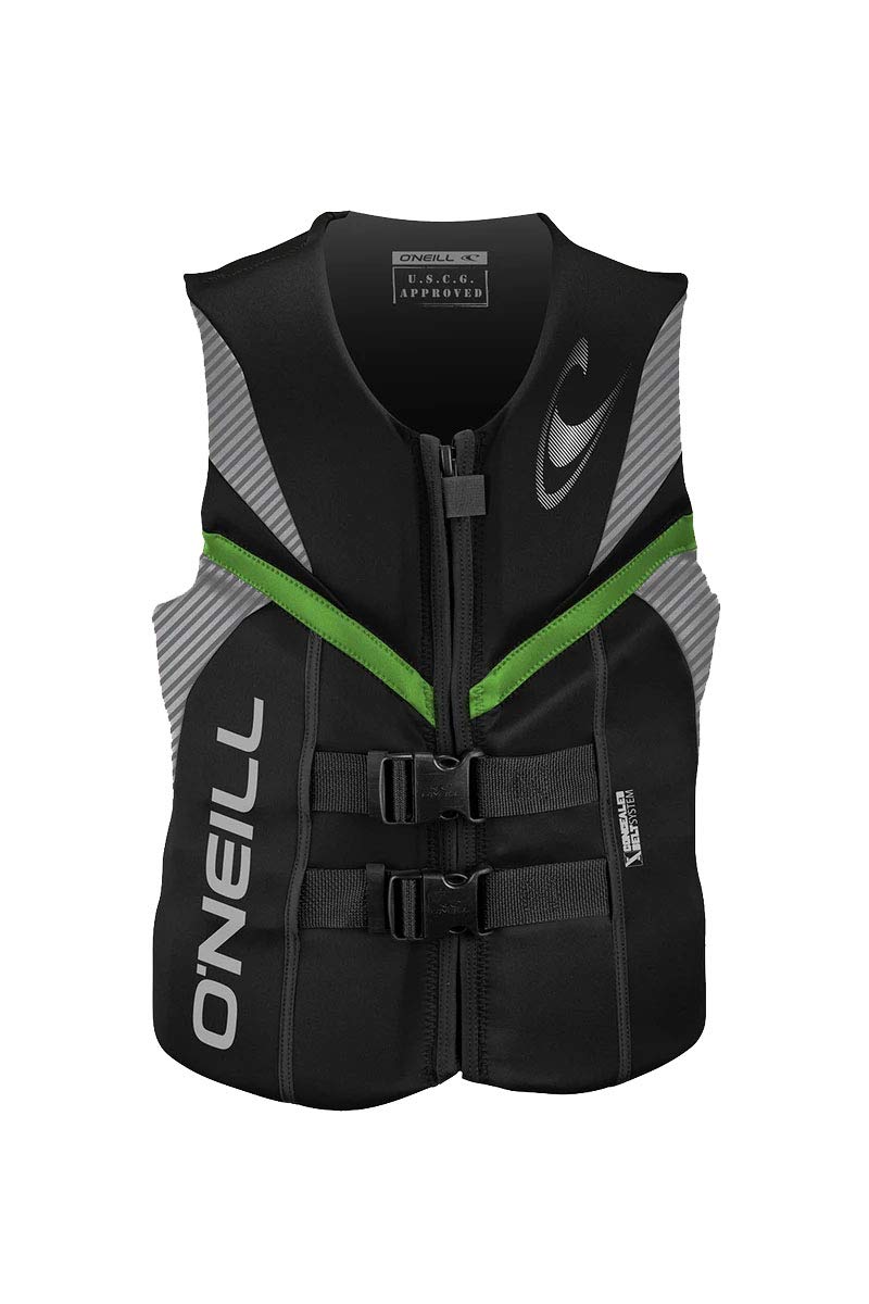 O'Neill Men's Reactor USCG Life Vest, Black/Lunar/Day-Glo,X-Large